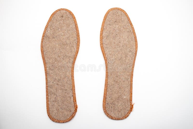 Felt Winter Shoe Insoles for Warm Isolated on White Stock Photo - Image ...