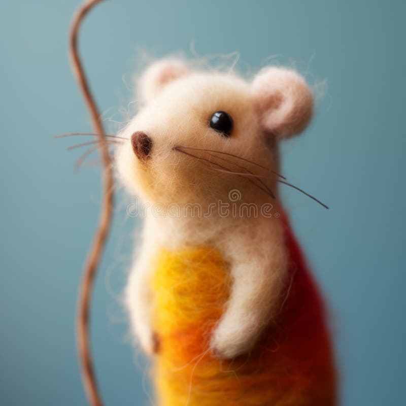 A Felted Figurine of a Little Mouse. Stock Illustration - Illustration ...