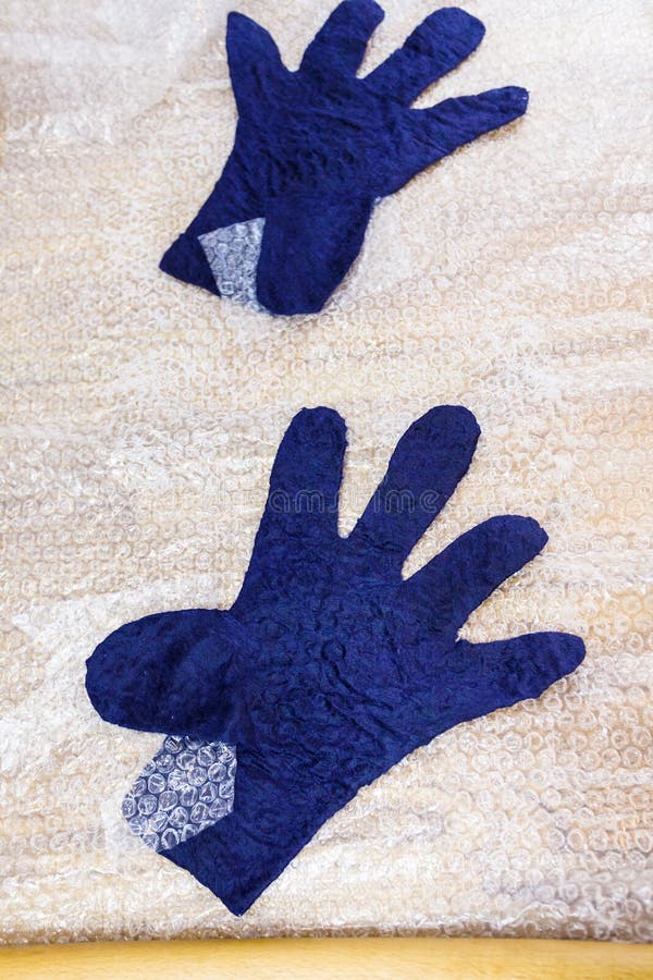 Felted Gloves after Rolling and Pressing Stock Photo - Image of fashion ...