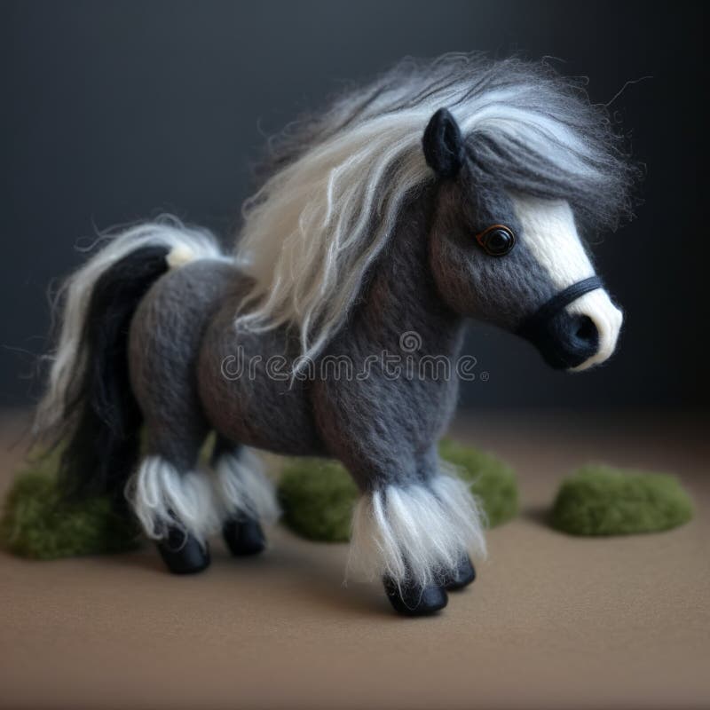 Felted Pony (generative AI) Stock Illustration - Illustration of pony ...