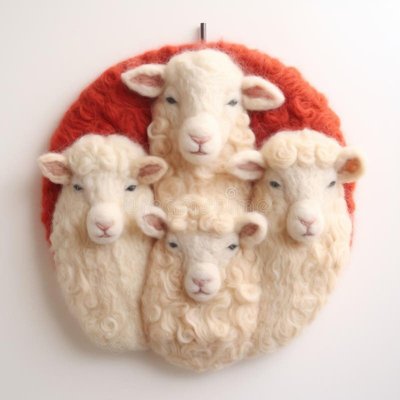 Felted Sheep in White Background Artwork Masterpiece Stock Illustration ...