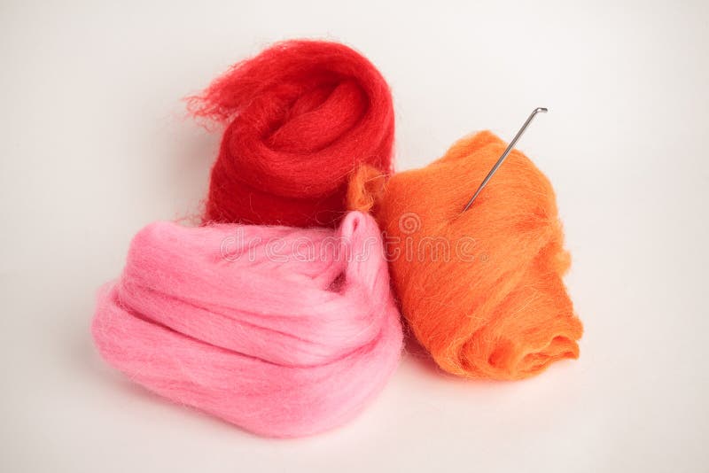 Felting Natural Wool Close-up with Felt Stock Image - Image of homemade ...