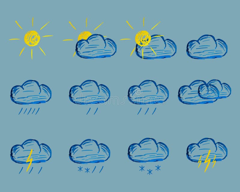 Feltro Pen Drawing Icons Del Tempo Illustrazione Vettoriale ...