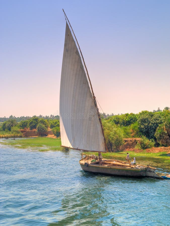 Excursion on the Wide River Nile Felucca in Egypt Stock Image - Image ...