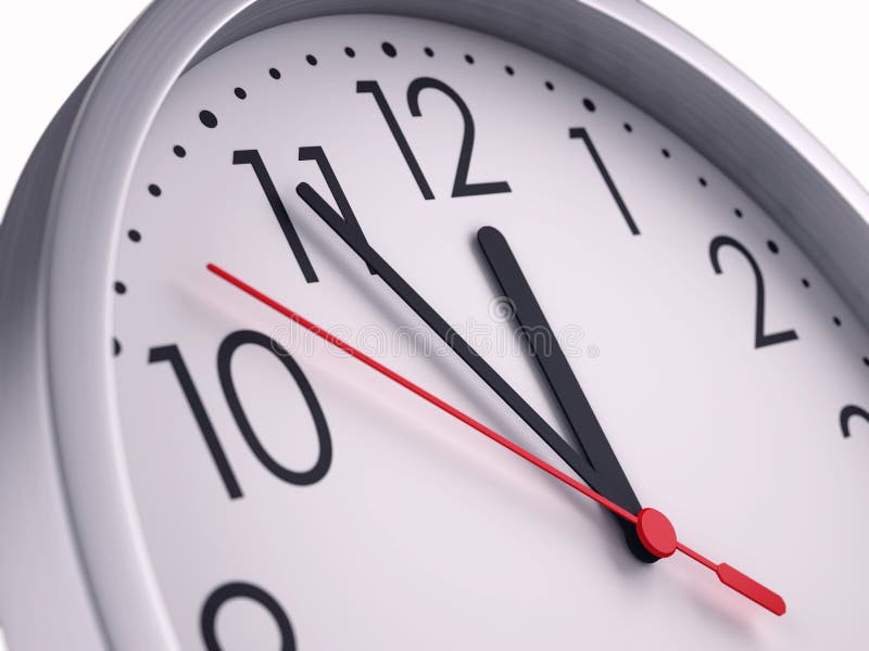 Fem Minuter På Den Analoga Klockan, Symbol För Den Platta ...