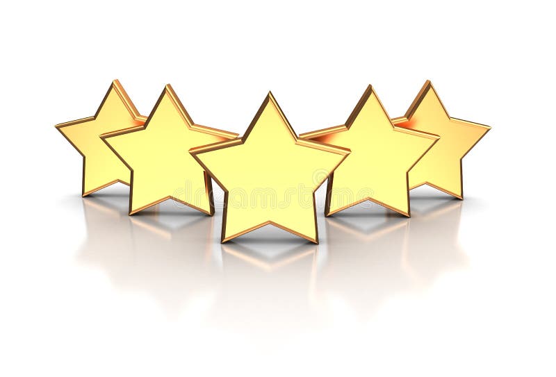 Fem Gula Stjärnor I Rad På Vit Bakgrund Stock Illustrationer ...