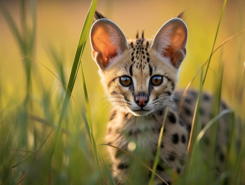 Ai Generated Illustration Wildlife Concept of Femal Serval Cub Stock ...