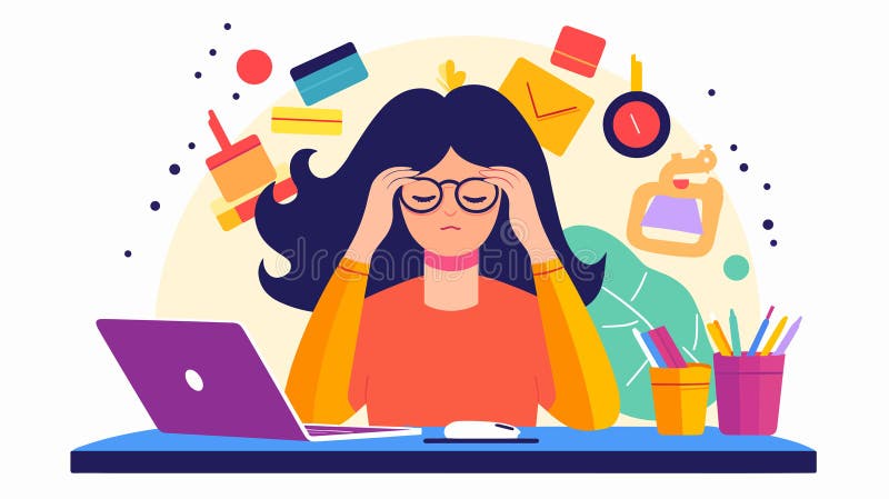 Coding Chaos: a Stressed Woman S Struggle with the Digital Domain Stock ...