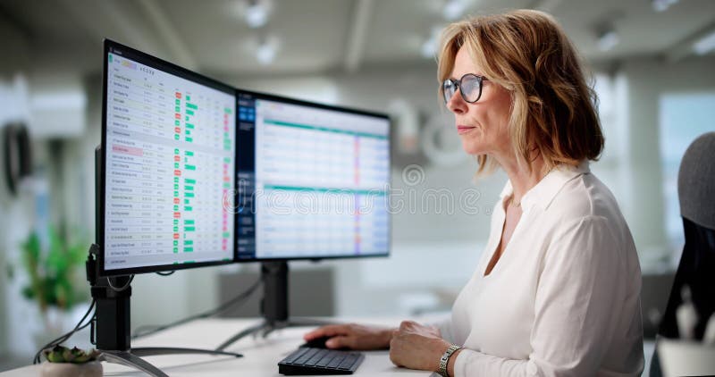 Female Accountant Analyzing Billing Discrepancies Stock Photo - Image ...