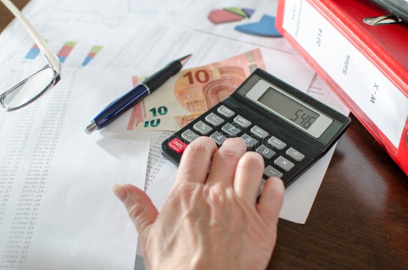 Female Accountant Checking Financial Documents Stock Image - Image of ...