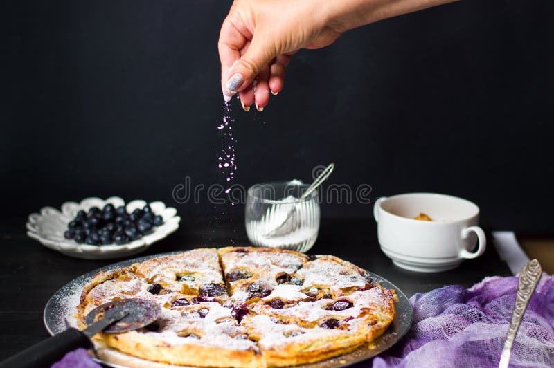 Female Adding Sugar To a Sweet Pie Stock Image - Image of female ...