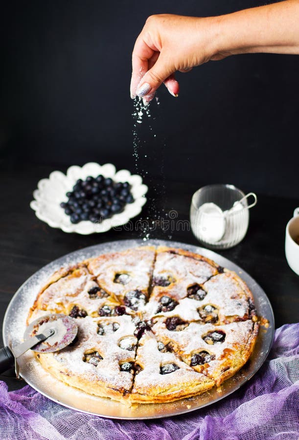 Female Adding Sugar To a Sweet Pie Stock Image - Image of dessert ...