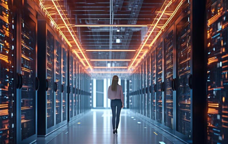 Female Administator at Big Data Center, Created with Generative AI ...