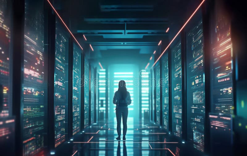 Female Administator at Big Data Center, Created with Generative AI ...