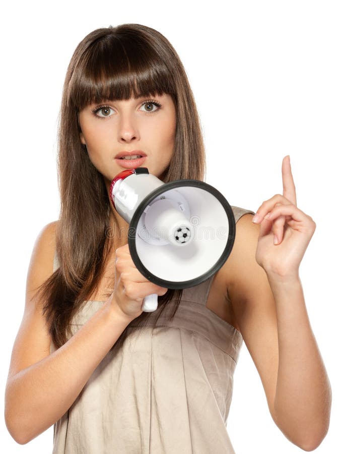 Woman Using Megaphone stock photo. Image of people, communication - 3274876