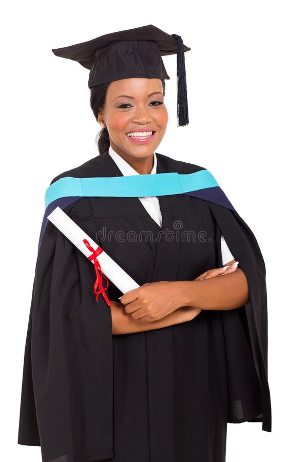 African Graduate at Ceremony Stock Image - Image of afro, gown: 37037511