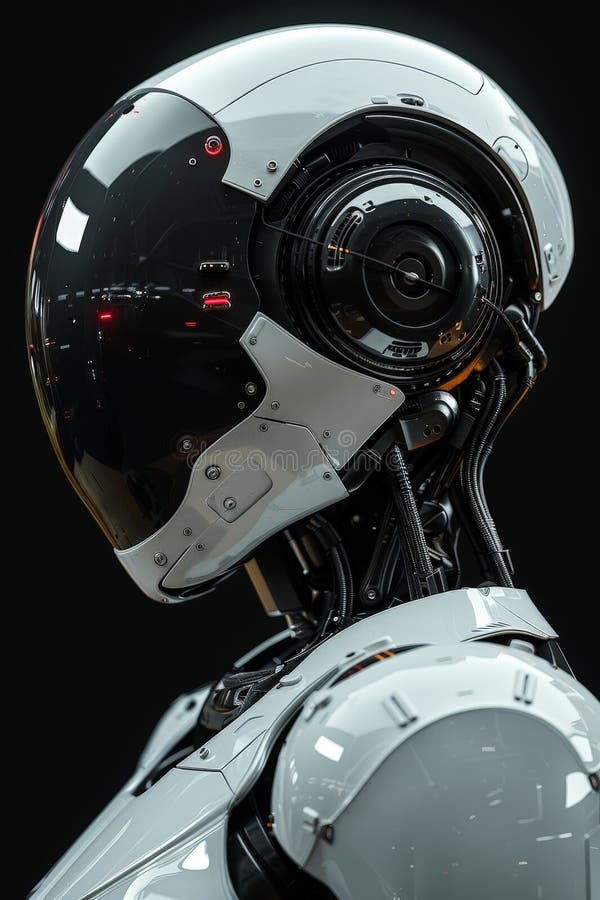 Female AI Bot with a Reflective Material on a Black Background Stock ...