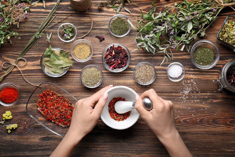 Female Alchemist Making Elixir in Laboratory Stock Photo - Image of ...