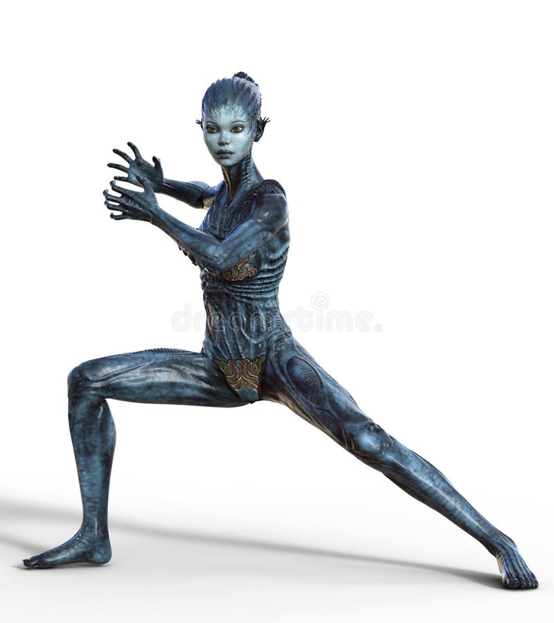 Female Alien Creature in Action Pose Stock Image - Image of black ...