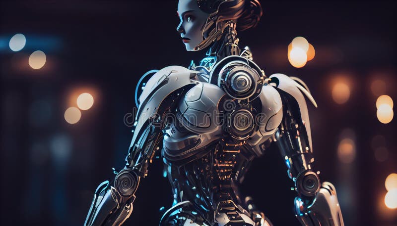 Female Android Robot Ai Generated Stock Illustration - Illustration of ...