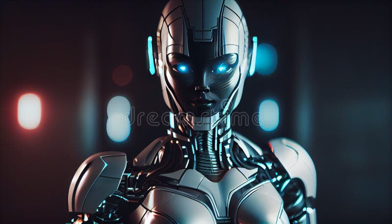 Female Android Robot Ai Generated Stock Illustration - Illustration of ...