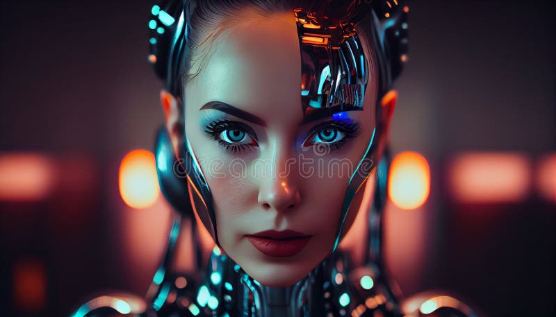 Female Android Robot Ai Generated Stock Illustration - Illustration of ...