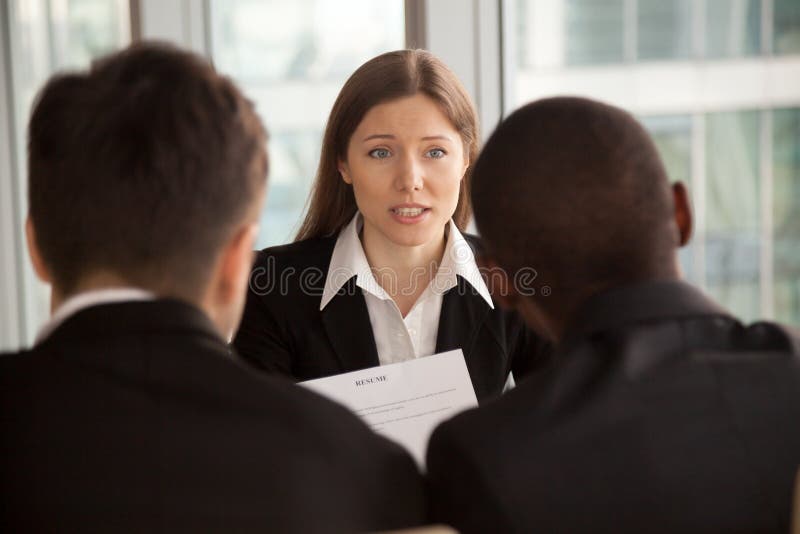 Young Girl Applicant Interviewing Position Group Hr Stock Photos - Free ...