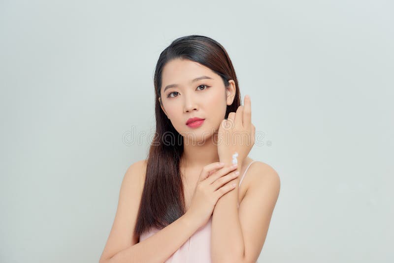 Female Applying Cream To Her Hands Stock Image - Image of skin, healthy ...