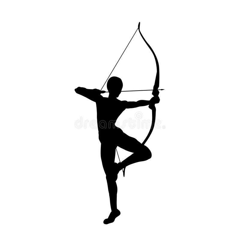 Female Archer Warrior Silhouette Vector on White Background Stock ...