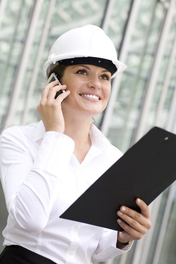 Female Architect Working at Desk on Computer Stock Image - Image of ...