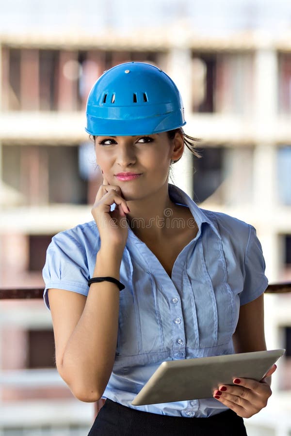 Female Architect at a Construction Site Stock Image - Image of ...