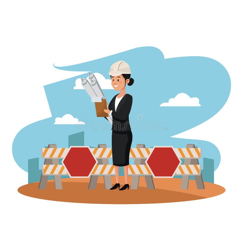 Female Architect with Documents Stock Vector - Illustration of ...