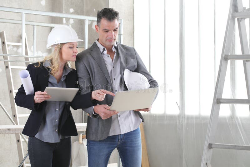 Female Architect and Male Engineer To Work in Consultation Computer To ...