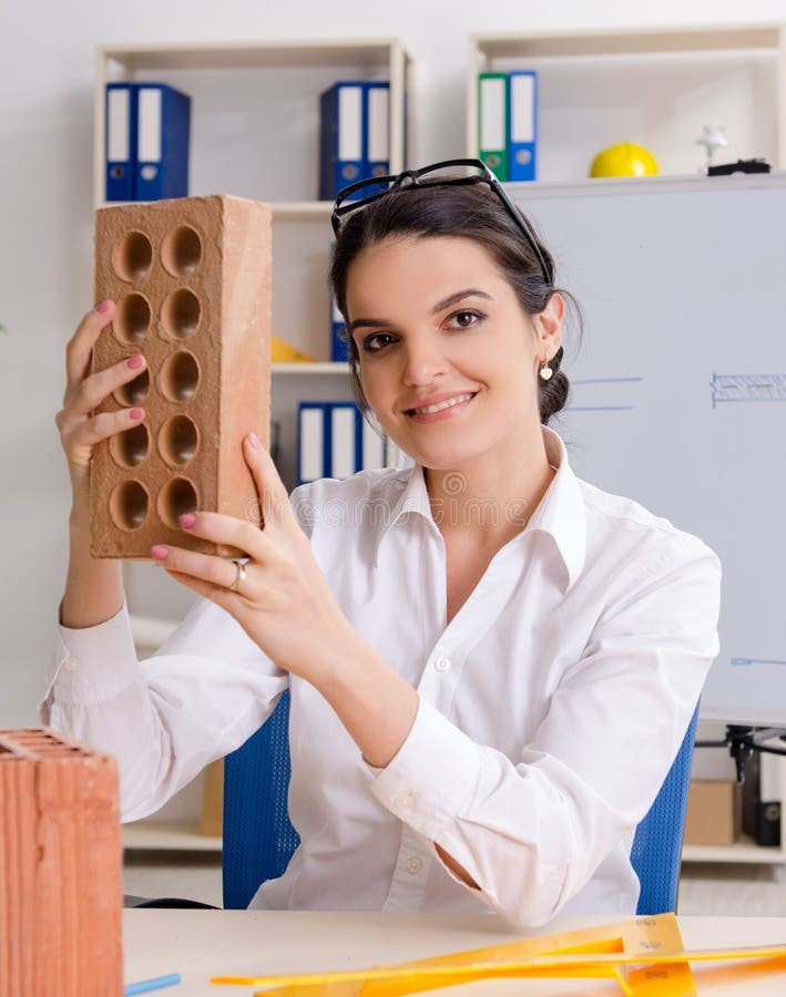 Female Architect Working in the Office Stock Image - Image of ...