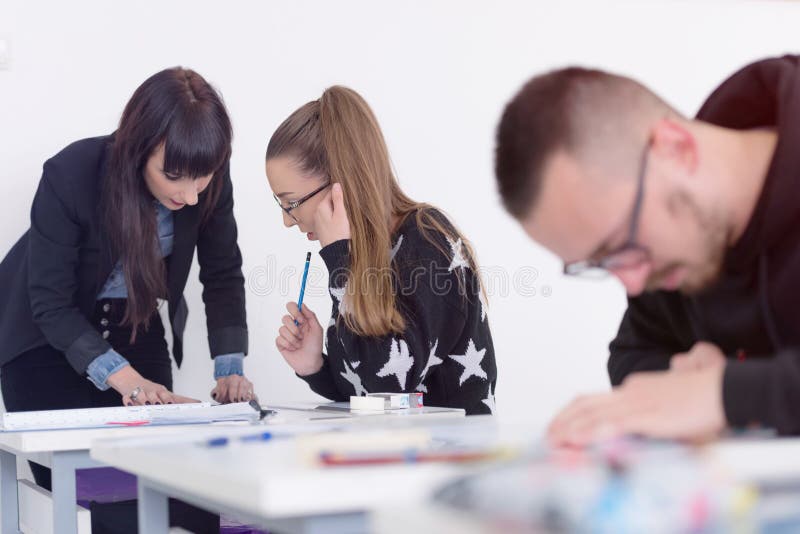 Female Architecture Teacher at Work. Female Professor Explain ...