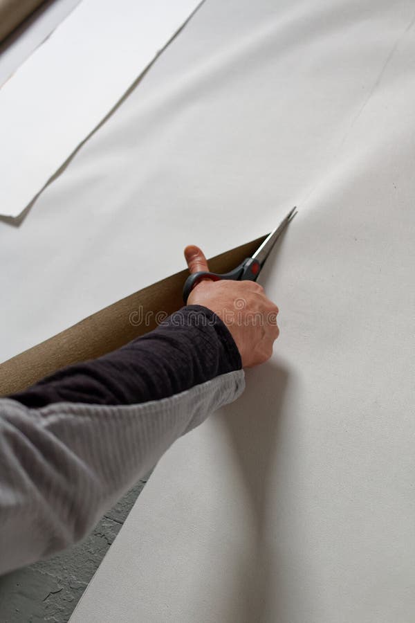 Cutting of Canvas Using Scissors Stock Photo - Image of hand ...