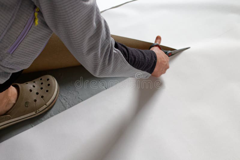 Cutting of Canvas Using Scissors Stock Image - Image of tool, support ...