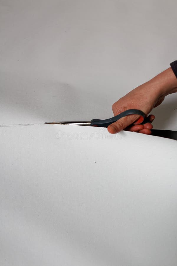 Cutting of Canvas Using Scissors Stock Image - Image of sleeve ...