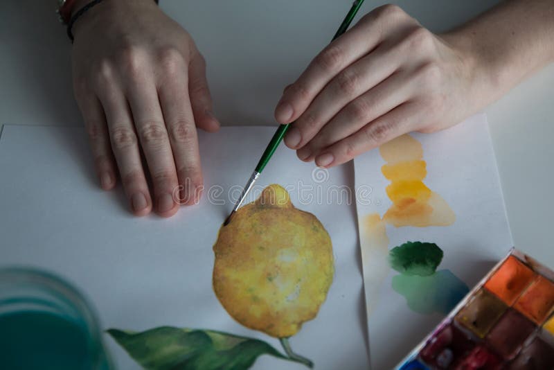 Female Artist`s Hand on the Table Stock Image - Image of sketch, rest ...