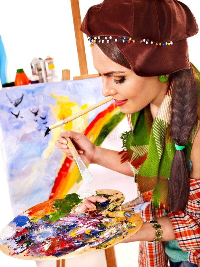 Female artist at work. stock photo. Image of inspiration - 29083496