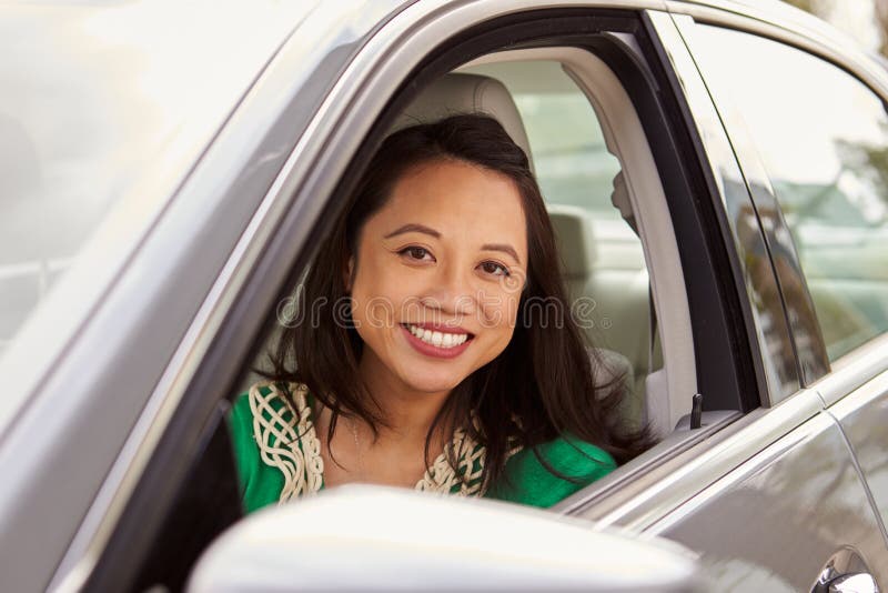 Asian Driver Woman Smiling with New Car Keys Stock Photo - Image of ...