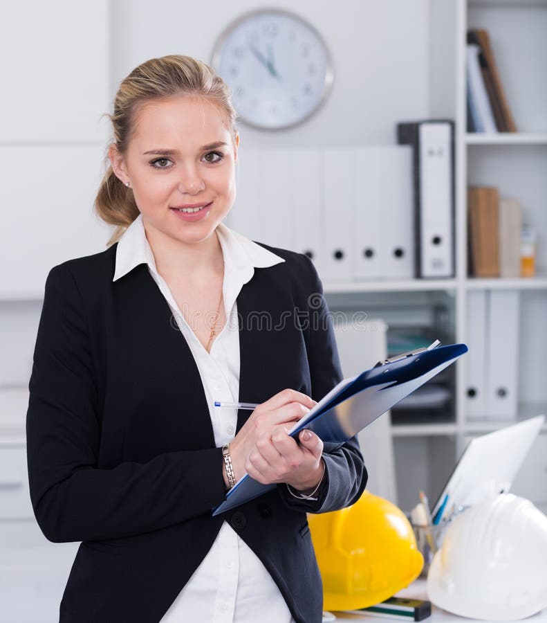 Assistant in Design Office Noting Tasks Stock Image - Image of positive ...
