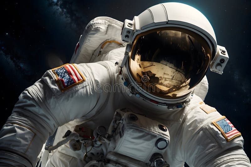 A Female Astronaut in Space with a Spacesuit Stock Image - Image of ...