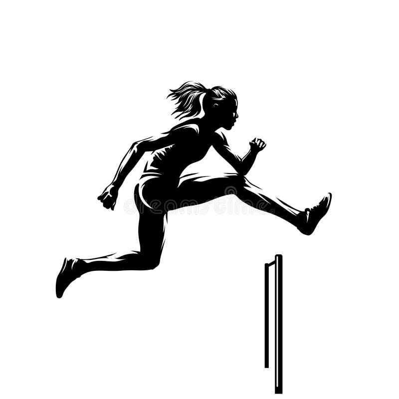 Female Athlete Clearing Hurdle Stock Vector - Illustration of challenge ...