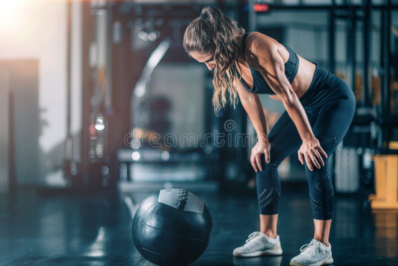 Strength Training with Wall Ball Stock Image - Image of training, rope ...