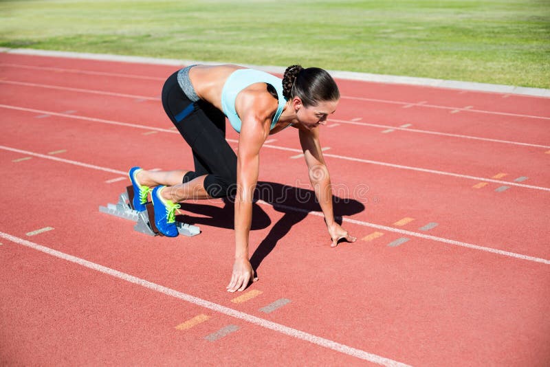 Female Athlete Ready To Run Stock Image - Image of beginning ...