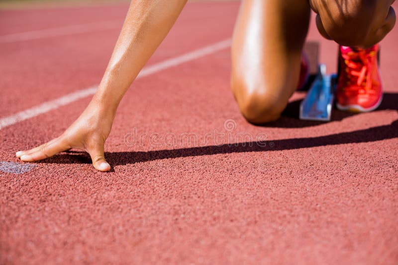 Female Athlete Ready To Run on Running Track Stock Photo - Image of ...