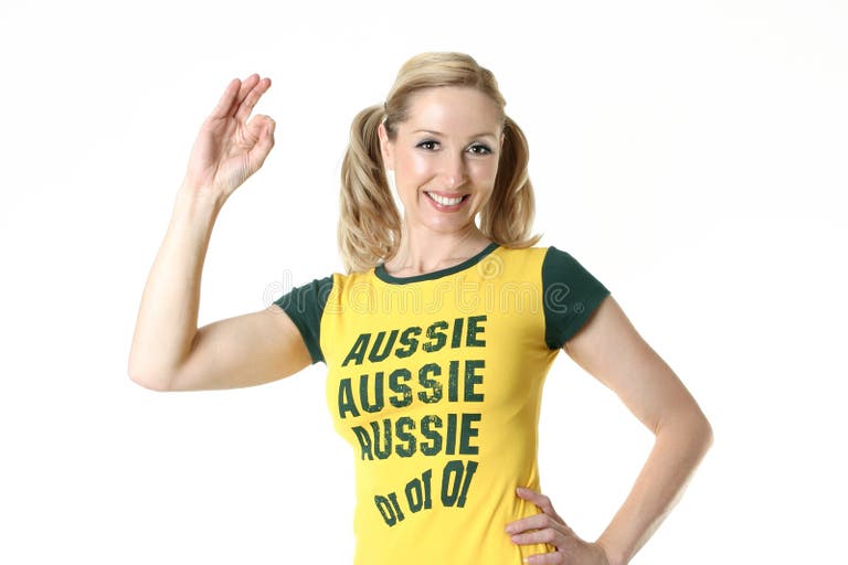 Female Aussie Fan stock photo. Image of follower, fanatic - 1296250