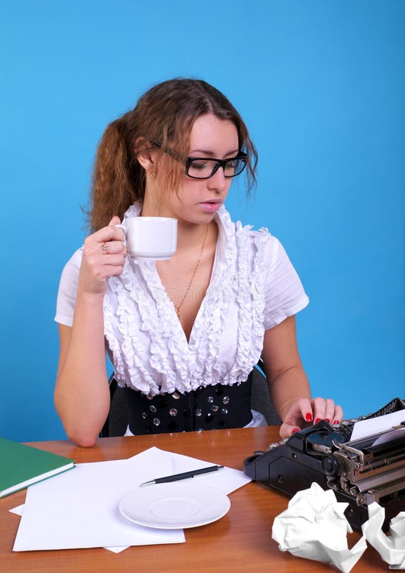Female author with vintage stock photo. Image of female - 17068758