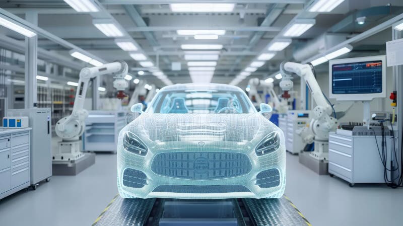 Female Automotive Engineer Uses Digital Tablet with Augmented Reality ...